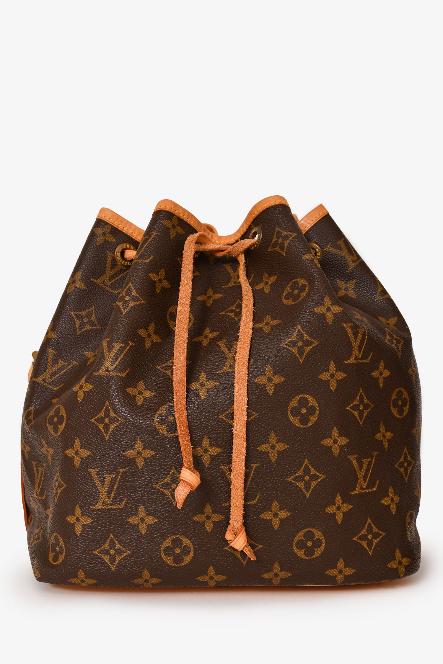 Louis Vuitton 1998 Brown Leather/ Canvas Monogram Petit Noé Bucket Bag ...