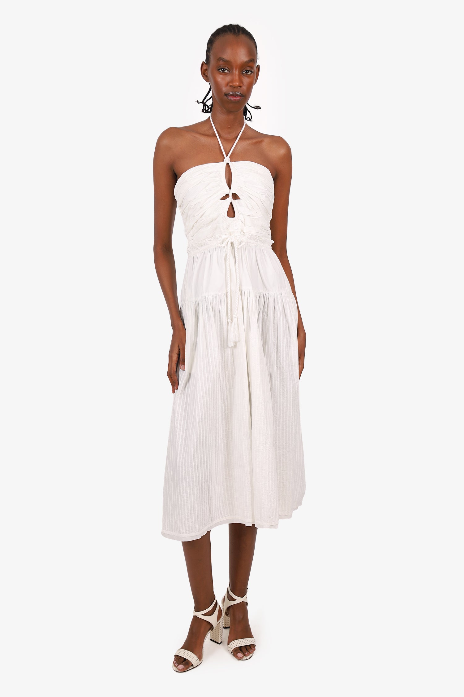 Ulla Johnson White Emmaline Halterneck Poplin Midi Dress Size 6 – Mine ...