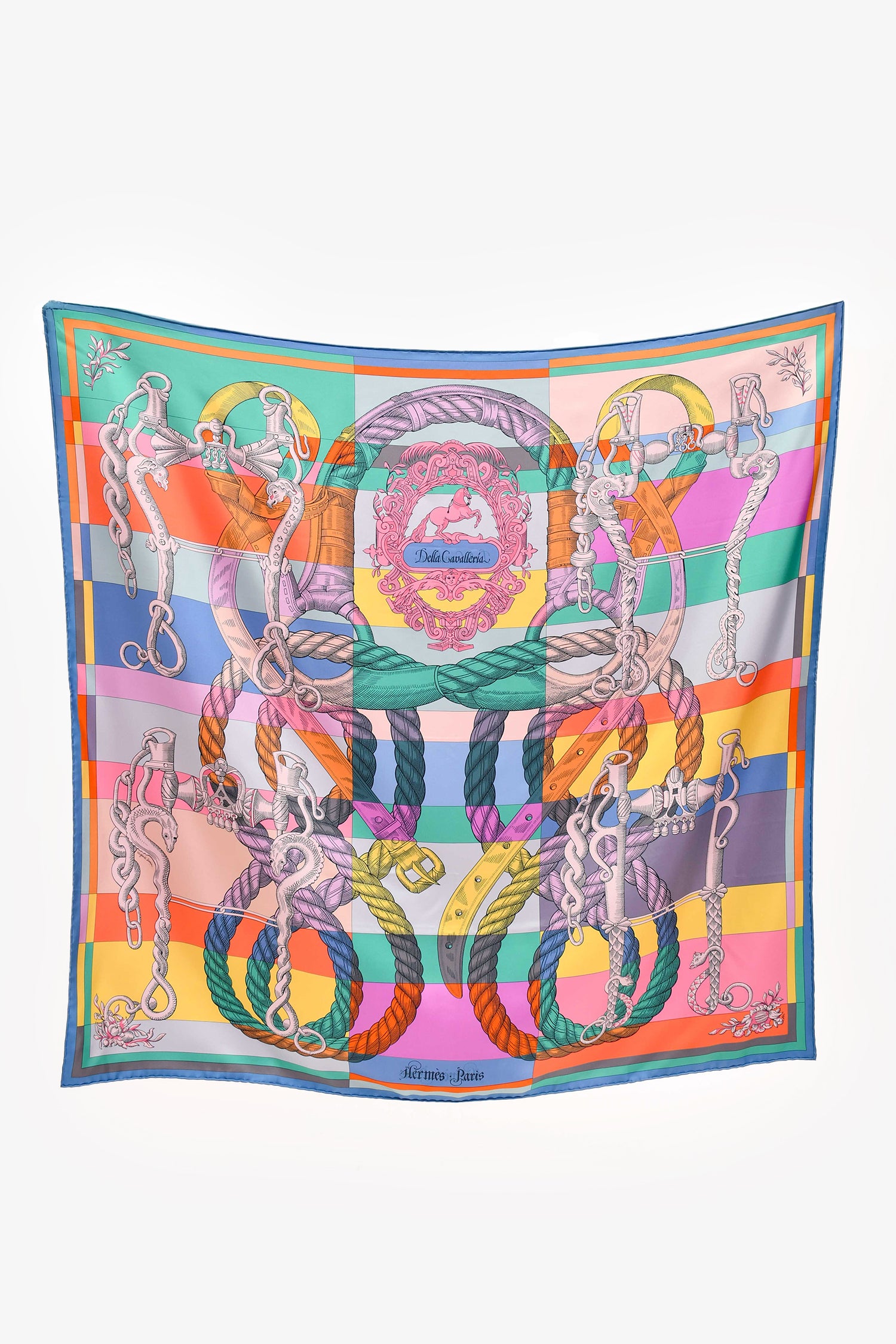 Hermès Blue/Multicolour 'Della Cavalleria' Silk Scarf Size 90 – Mine ...