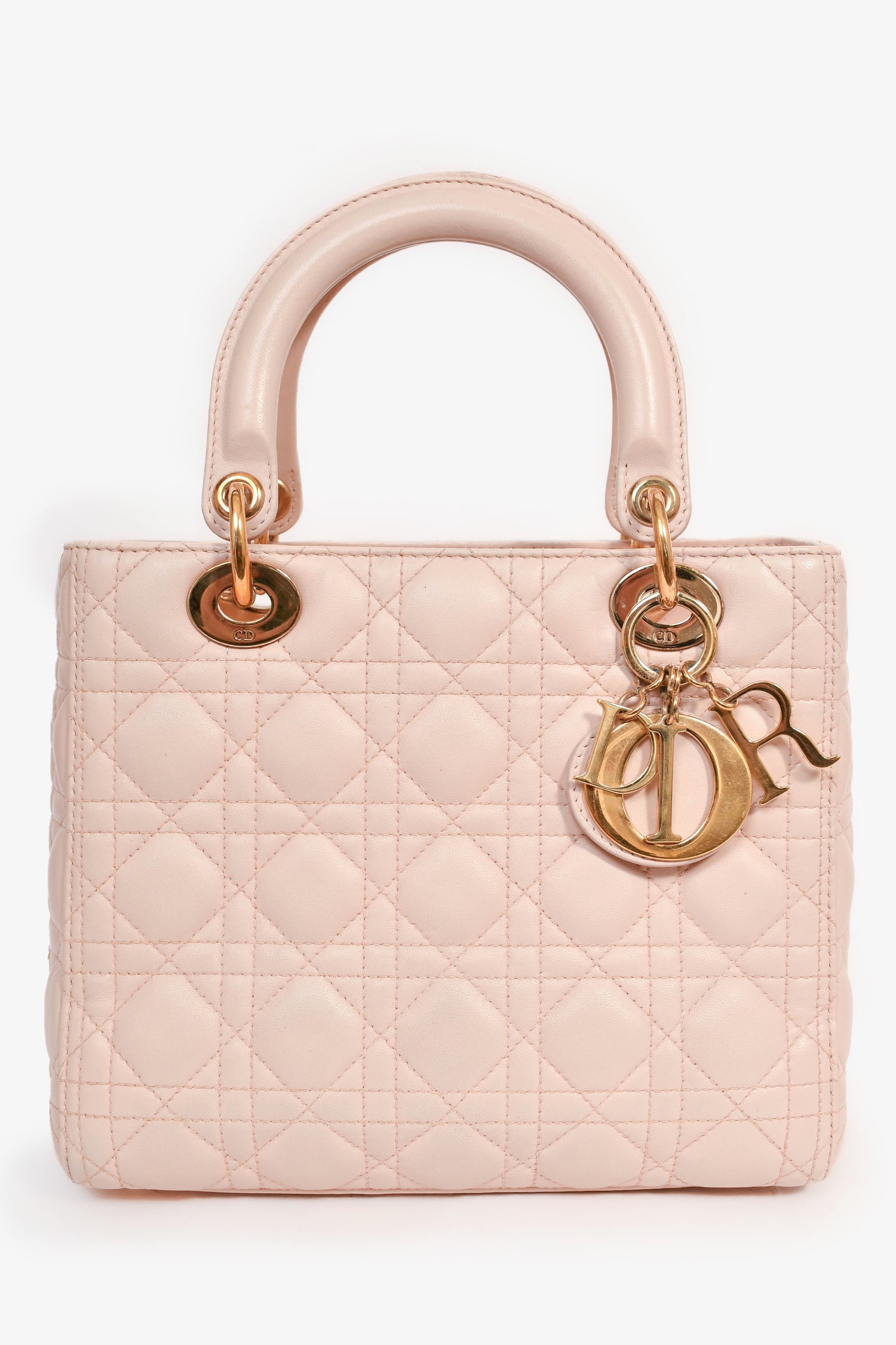 Christian Dior Powder Pink Cannage Leather Medium 'Lady Dior' Top Hand ...