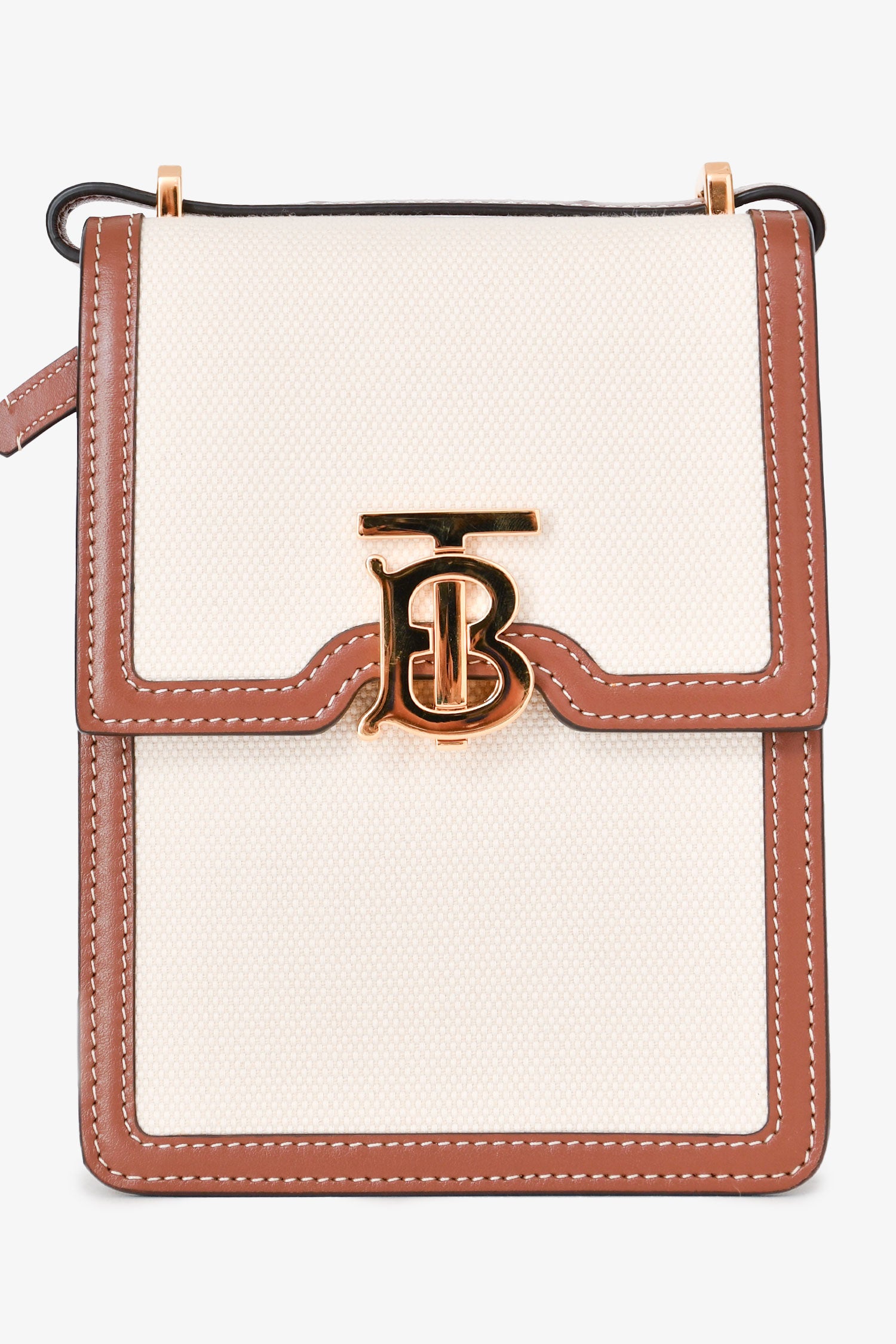 Burberry Beige/Brown Canvas/Leather TB Monogram Robin Crossbody Bag ...