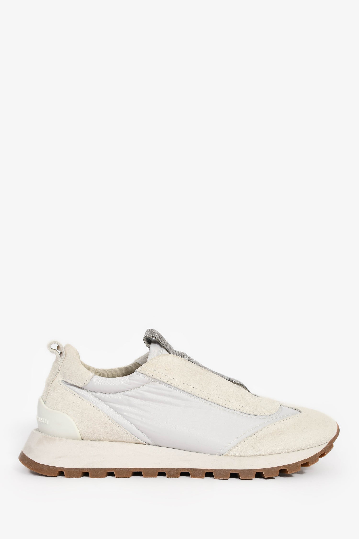 Brunello Cuccinelli Cream Suede Beaded Slip On Sneakers Size 37.5 ...