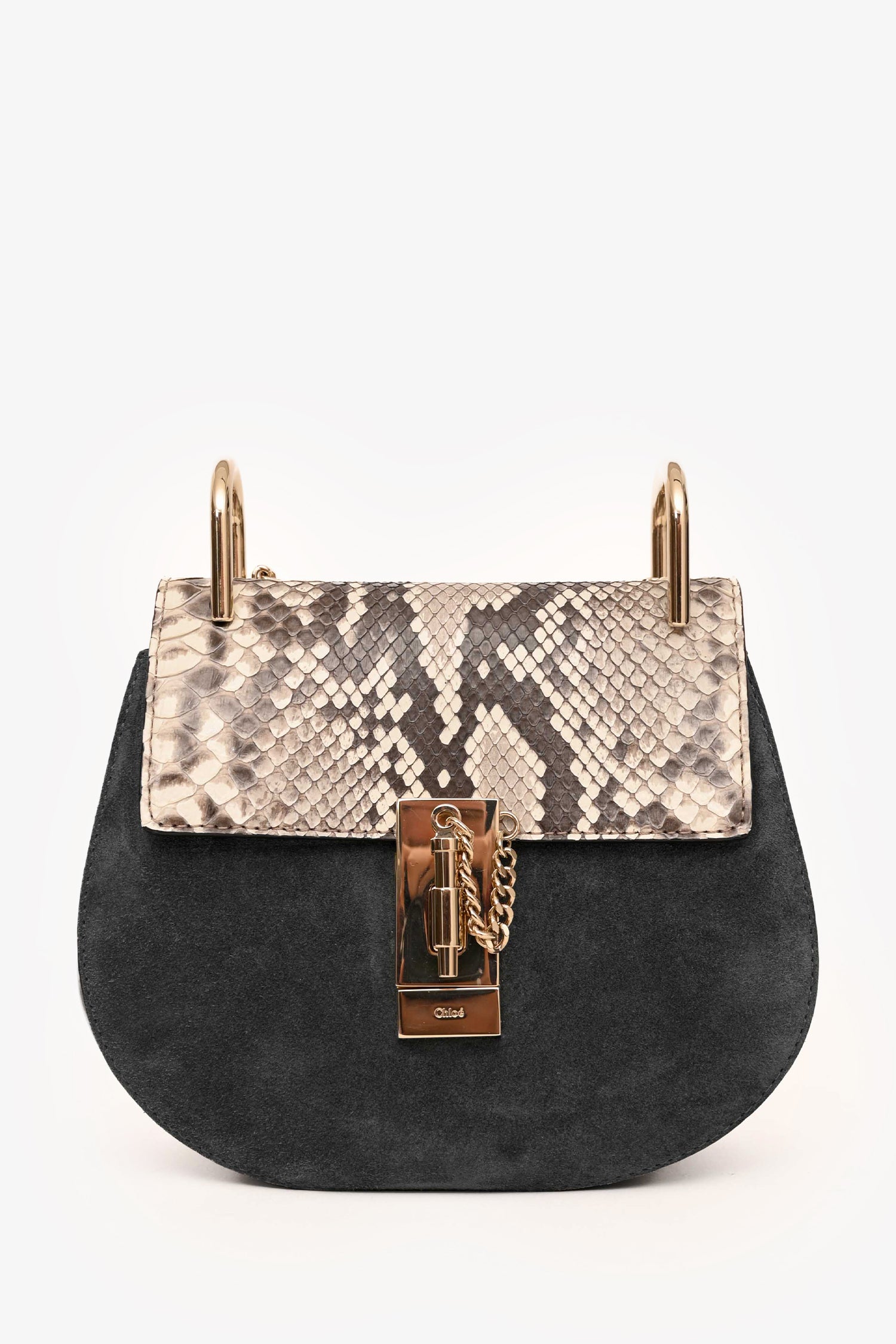 Chloe Blue Suede/Snakeskin Leather Drew Crossbody Bag – Mine & Yours
