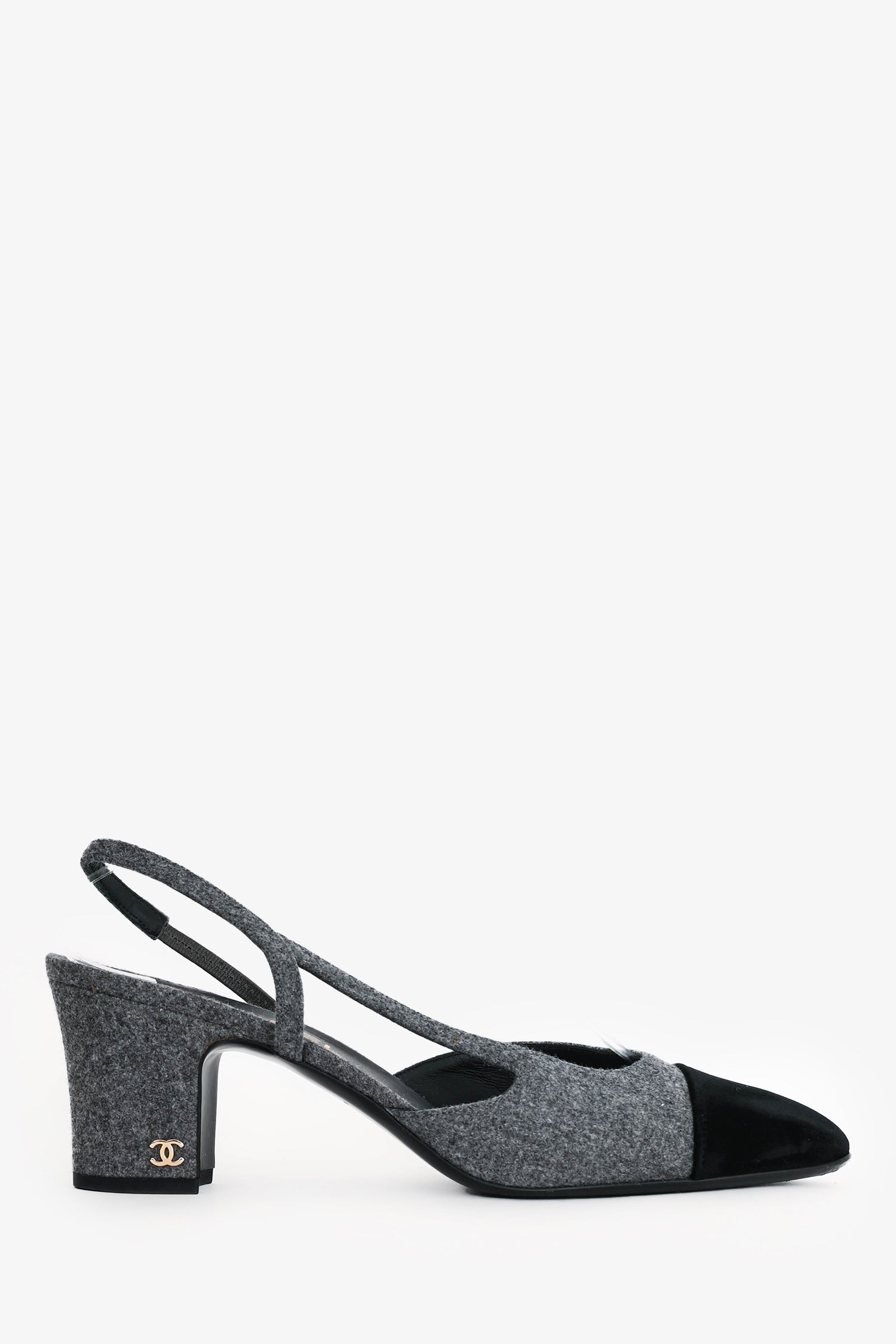 Pre-Loved Chanel™ Grey/Black Wool/Velvet Slingbacks Size 40 – Mine & Yours