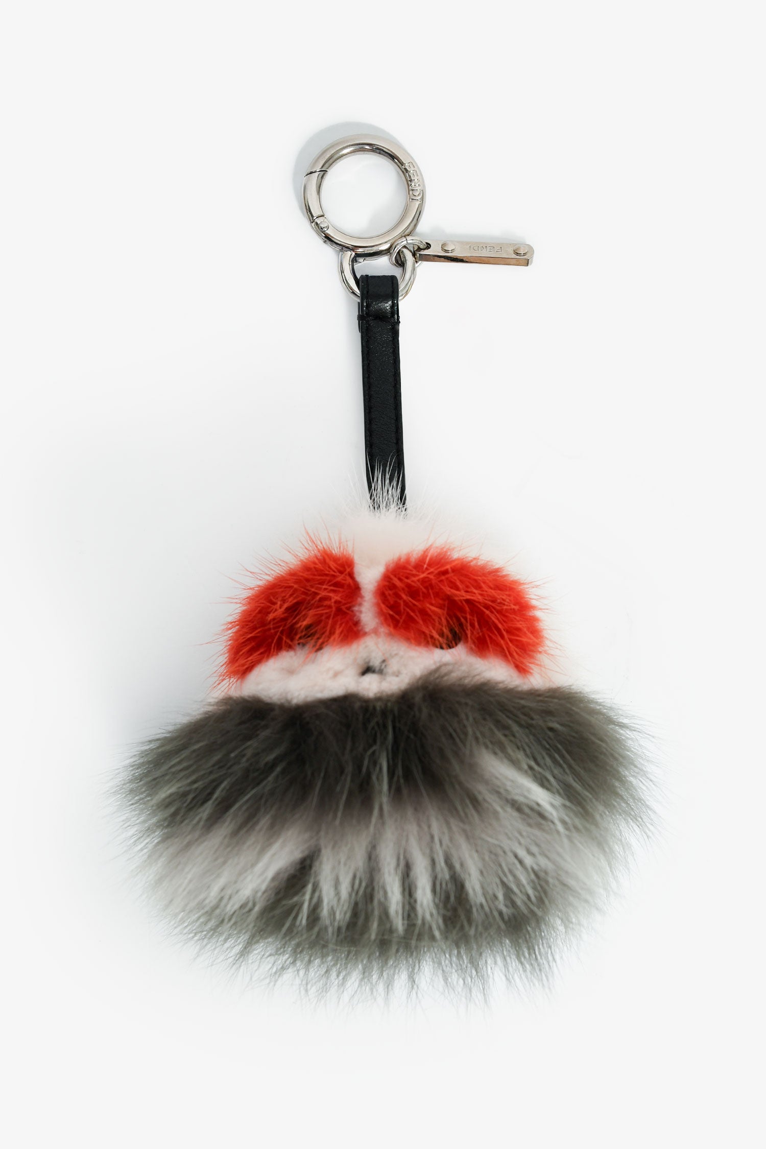 Fendi Pink/Grey Fur Ball Silver-Tone Hardware Monster Keychain – Mine ...