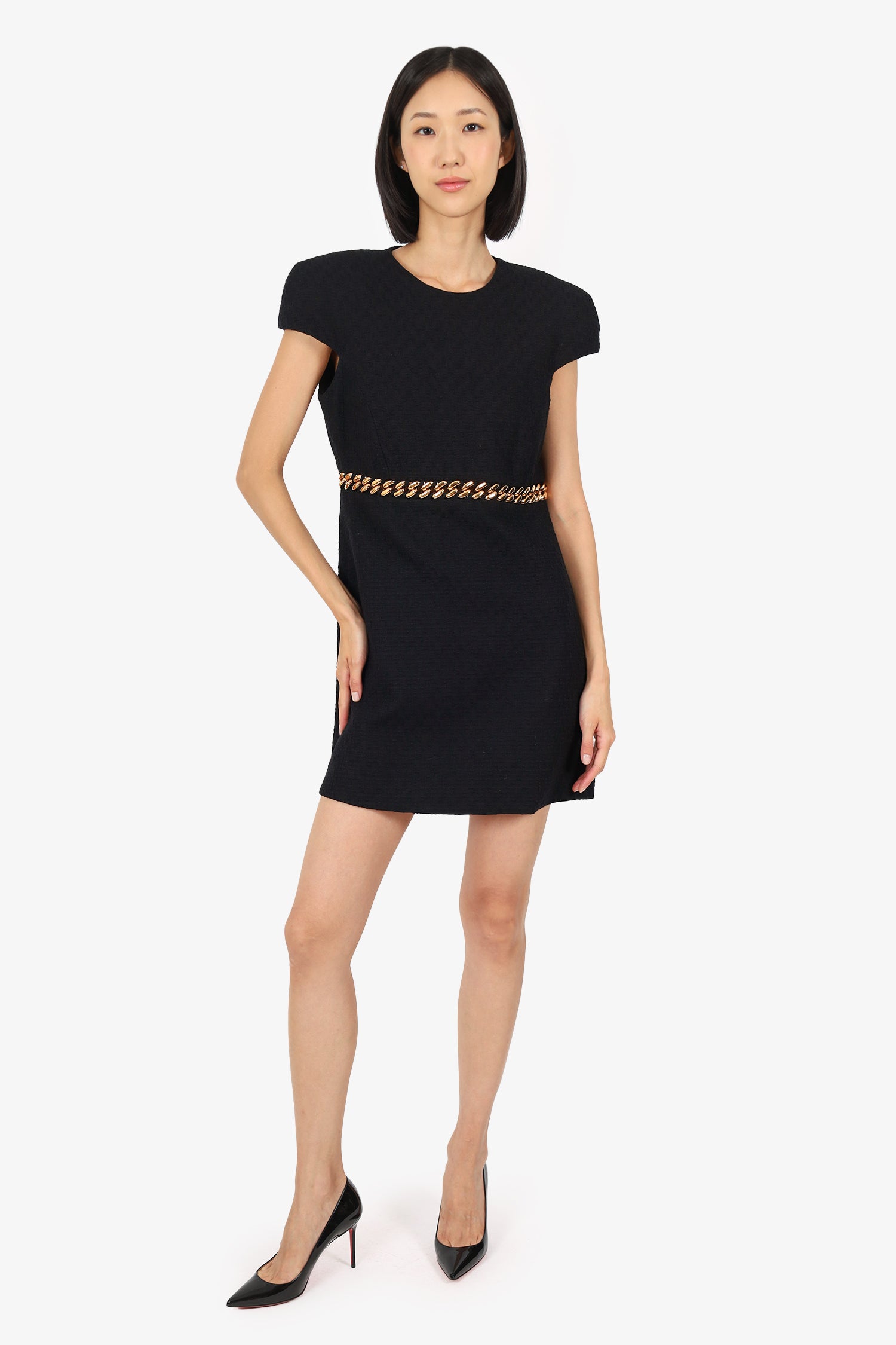 Versace Black Woven Chain Link Dress Size 44 – Mine & Yours