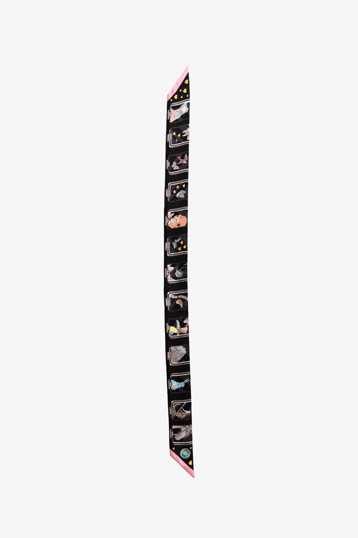 Hermès Black Animal/Train Printed Silk Twilly – Mine & Yours