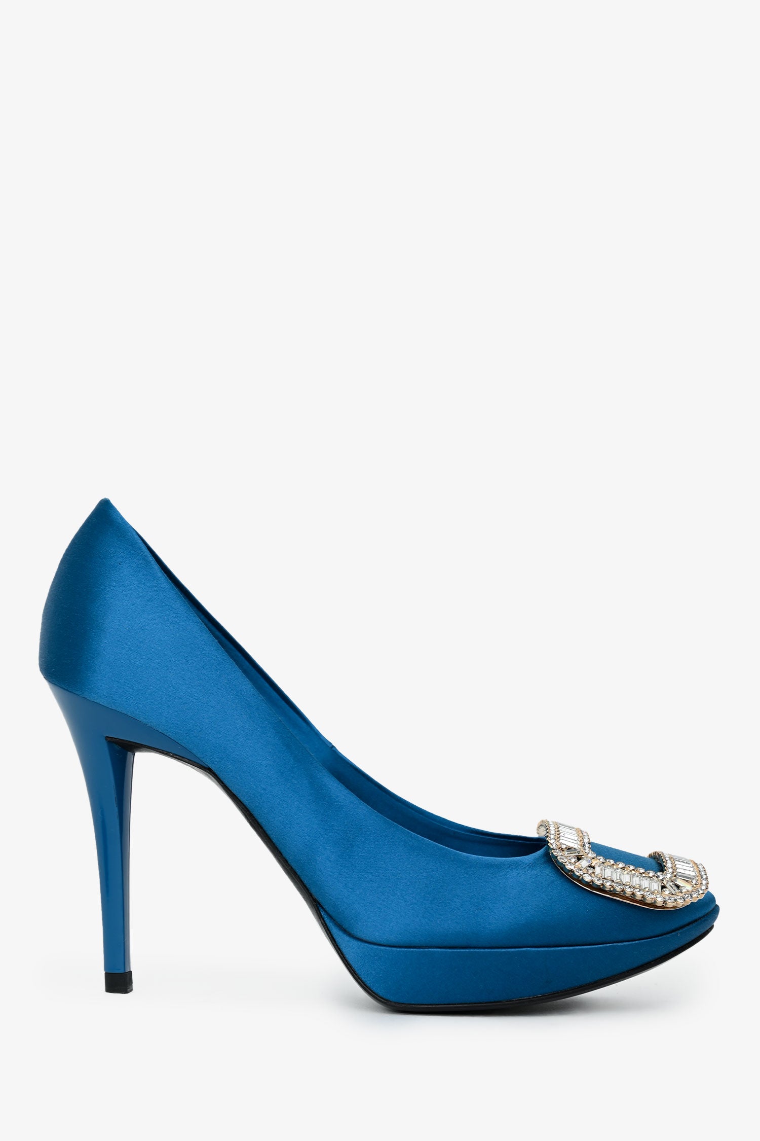Roger Vivier Blue Satin Crystal Embellished Heels Size 36.5 – Mine & Yours