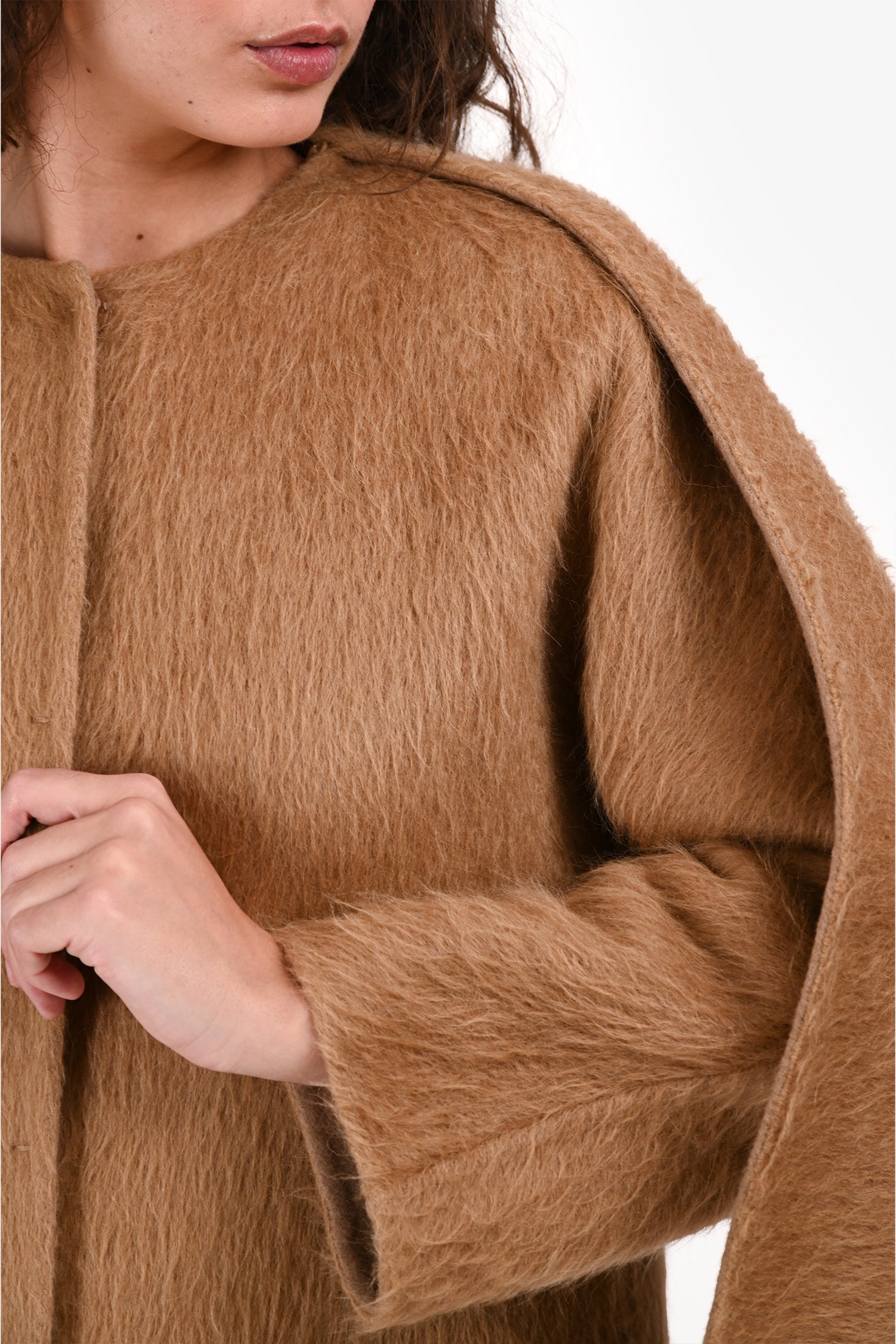 Max Mara Studio Brown Wool/Alpaca Coat with Detachable Shawl Size 4 ...