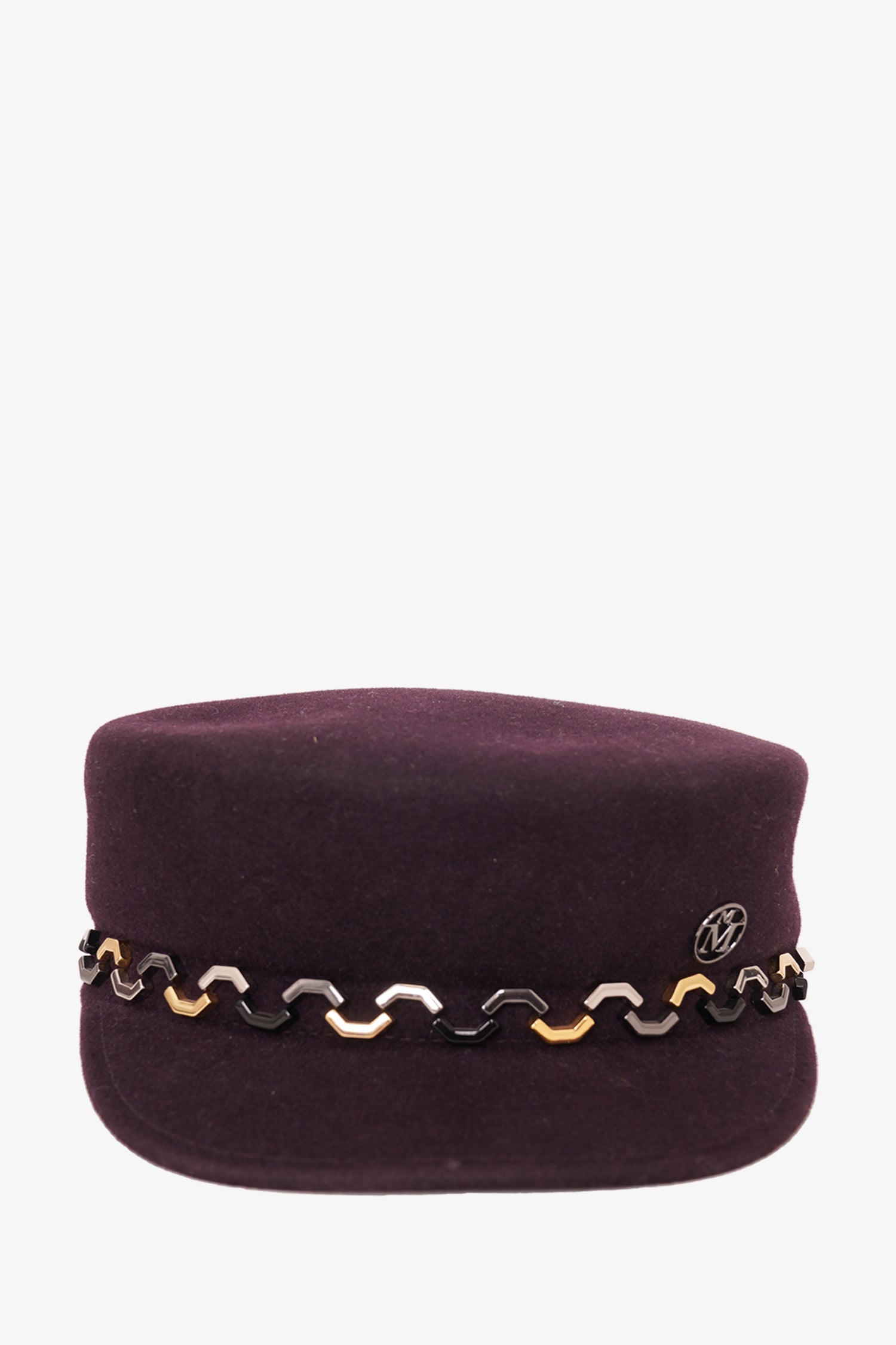 Maison Michele Burgundy Rabbit Hair Cap With Chain Brim – Mine & Yours