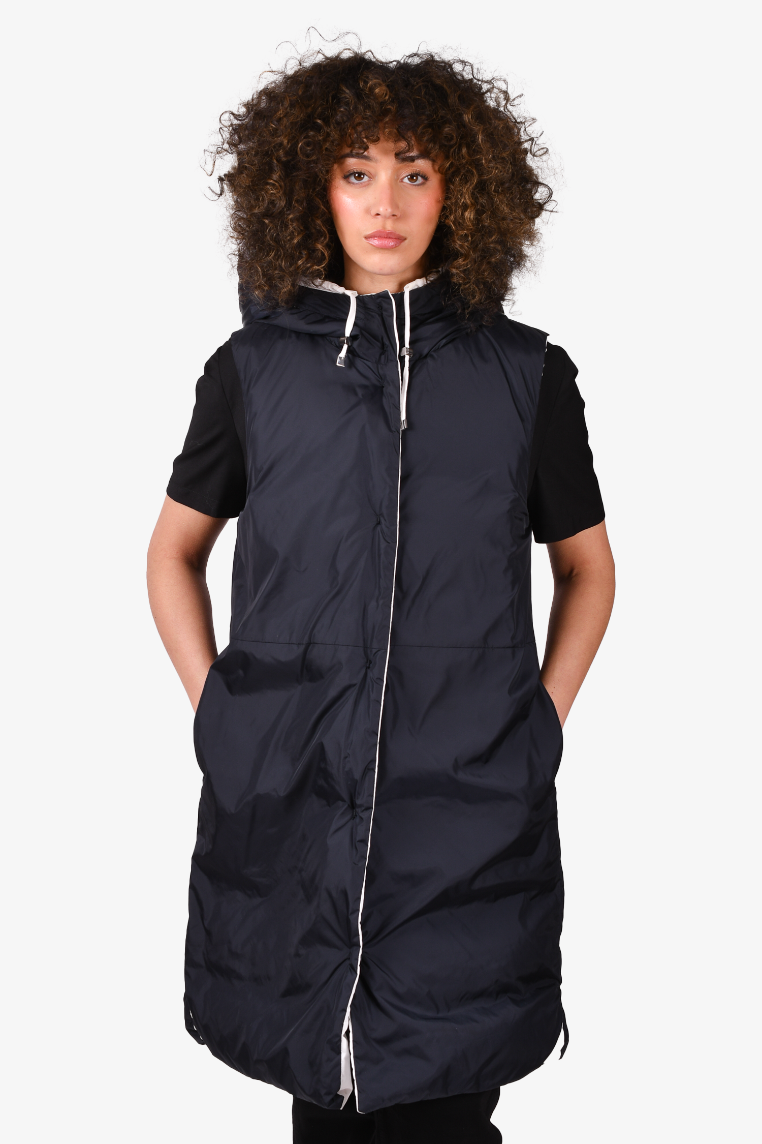 Max Mara The Cube Black/White Hooded Reversible Long Vest Size 4 – Mine ...