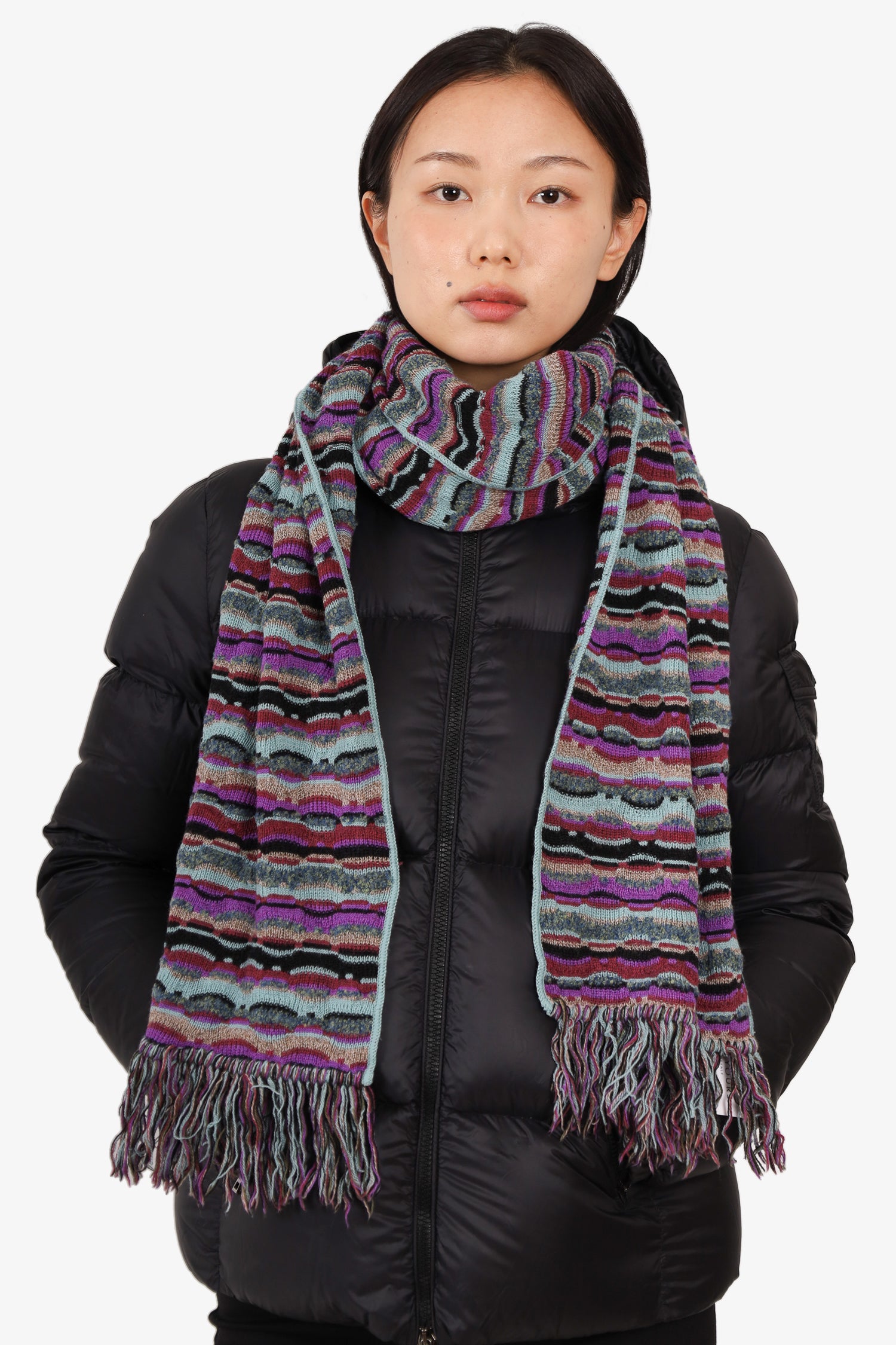 Missoni Purple Multicolour Long Scarf with Fringe – Mine & Yours