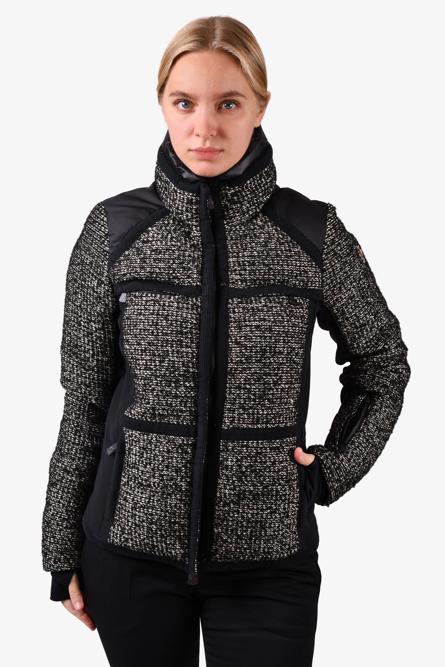 Moncler Grenoble Black/Grey Tweed Pattern Down Jacket Size 1 – Mine & Yours