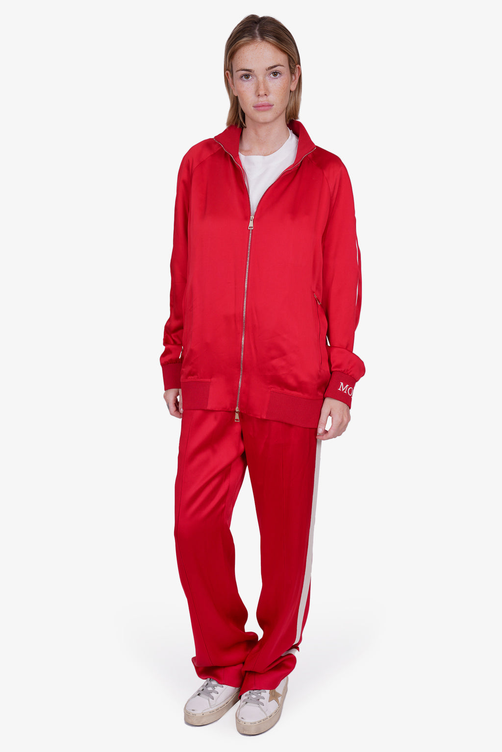 Moncler Red Satin Track Suit Size 46 with Tags – Mine & Yours