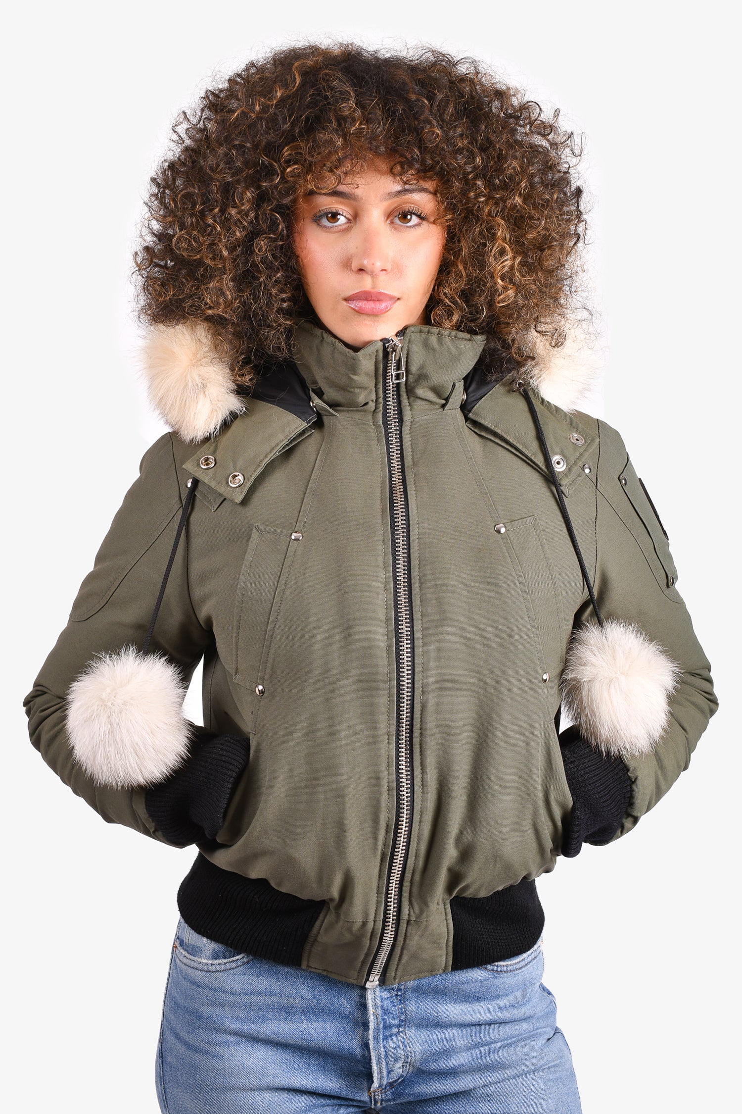 Moose Knuckles Green Fur Hood Cropped Down Parker Jacket Size S – Mine ...