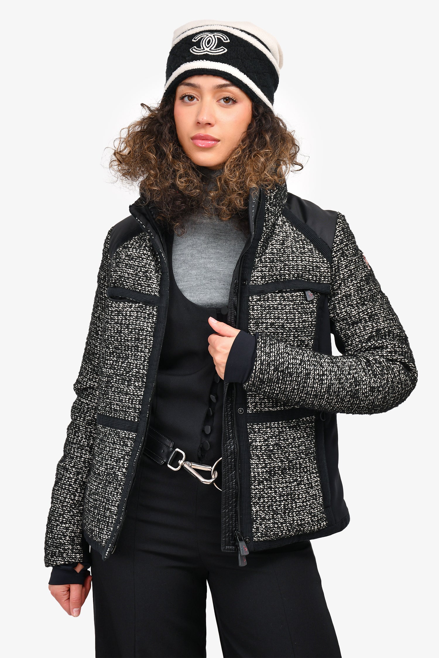 Moncler Grenoble Black/Grey Tweed Pattern Down Jacket Size 1 – Mine & Yours
