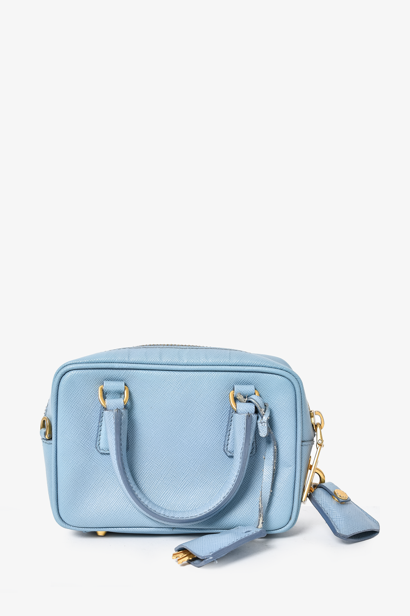Prada Baby Blue Saffiano Leather Micro Bag with Strap – Mine & Yours
