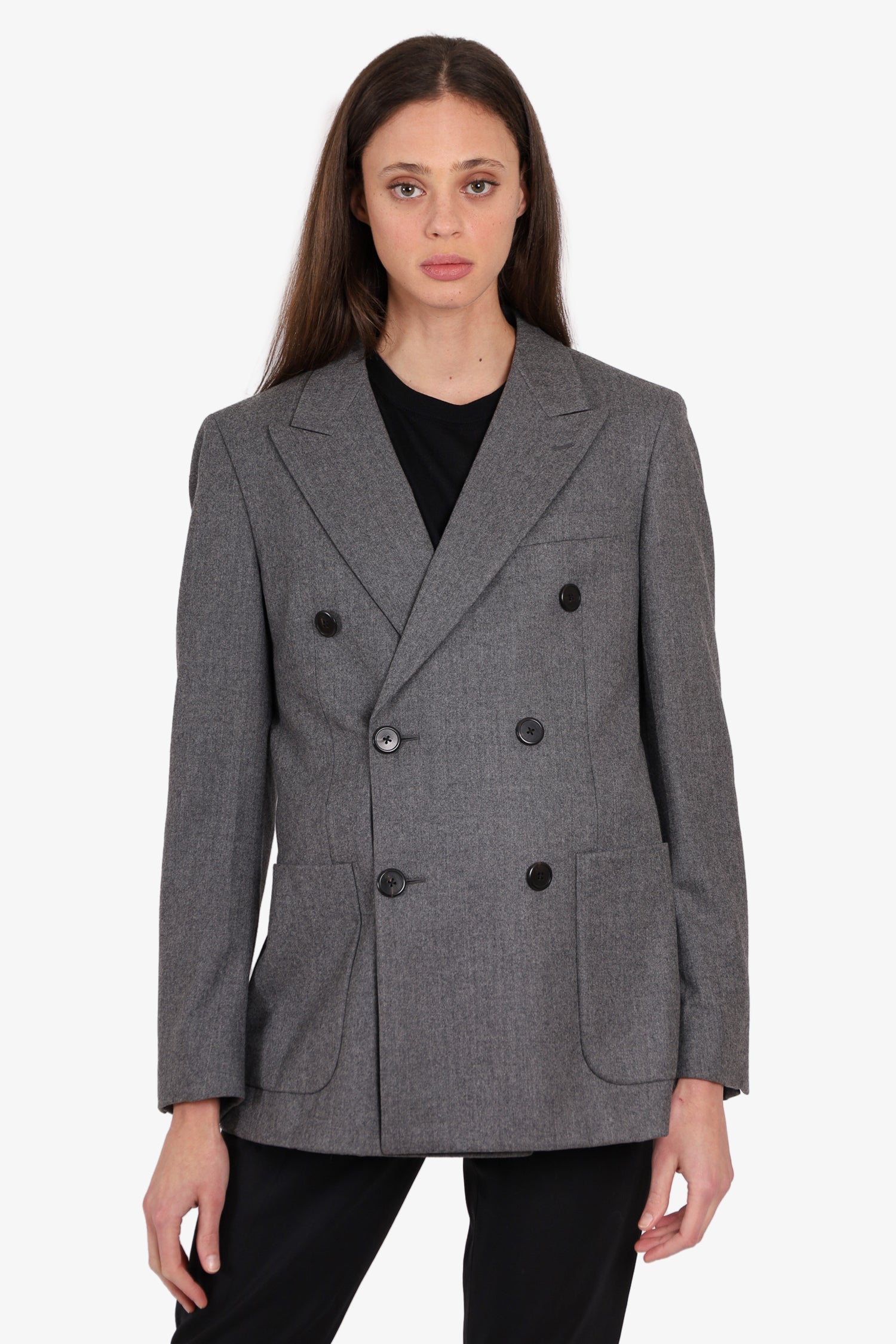 Prada Grey Wool Double Breasted Blazer Size 50R – Mine & Yours