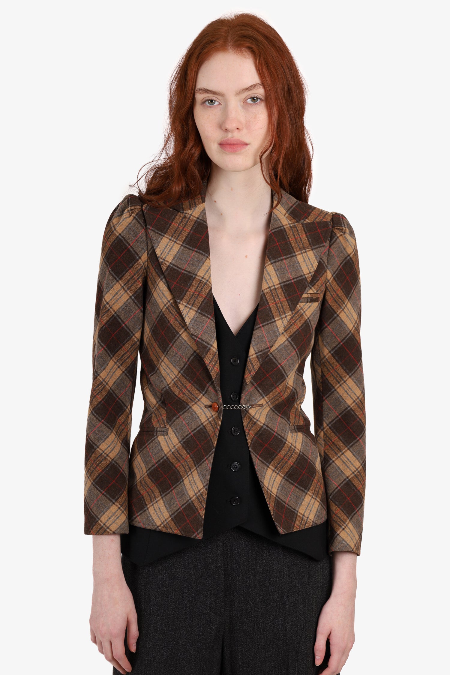 Smythe Brown Wool Plaid Print Jacket size 4 – Mine & Yours