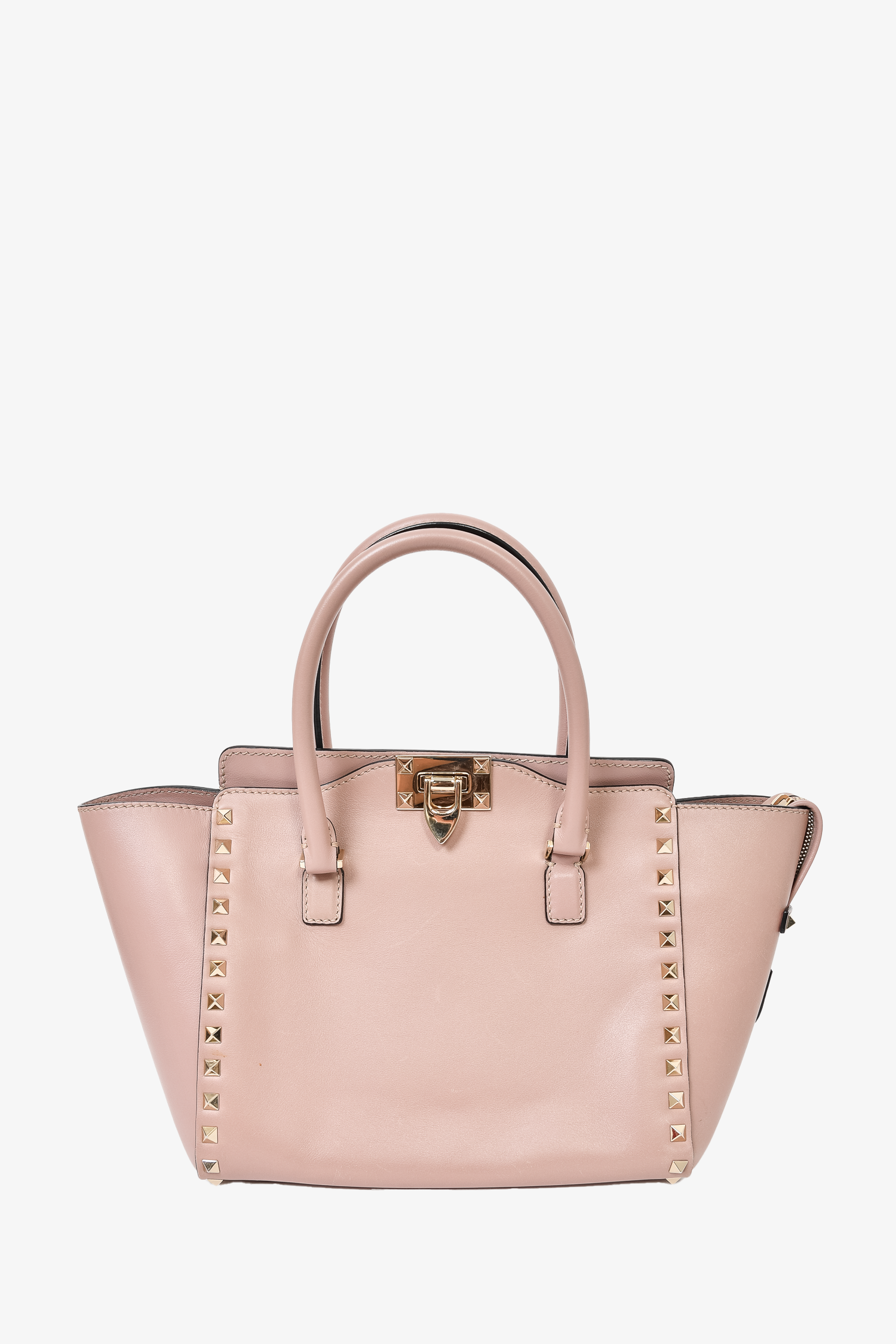 Valentino Beige Leather Rockstud Top Handle Bag with Strap – Mine & Yours