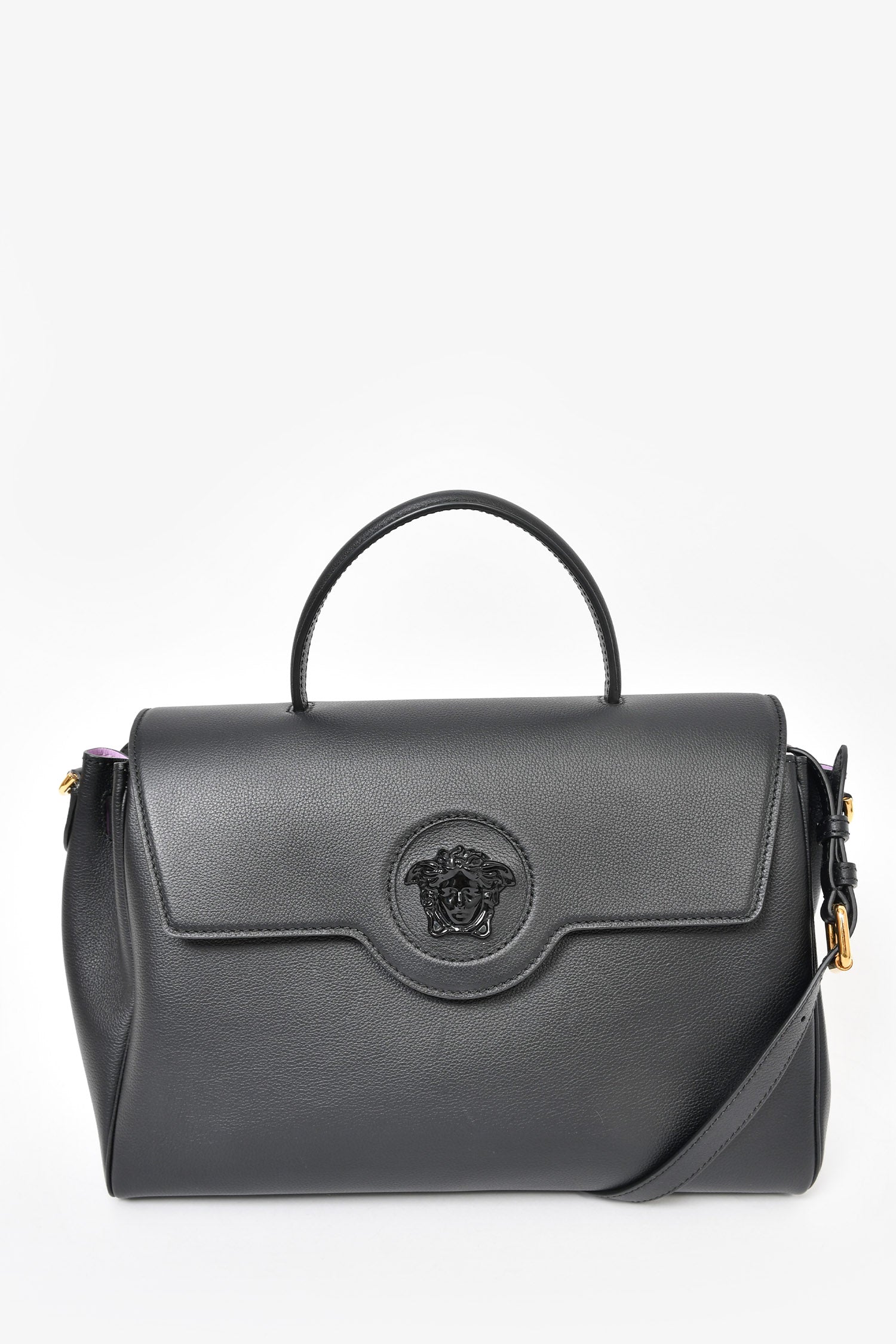 Versace Black Leather Large 'Medusa' Top Handle Bag w/ Strap – Mine & Yours