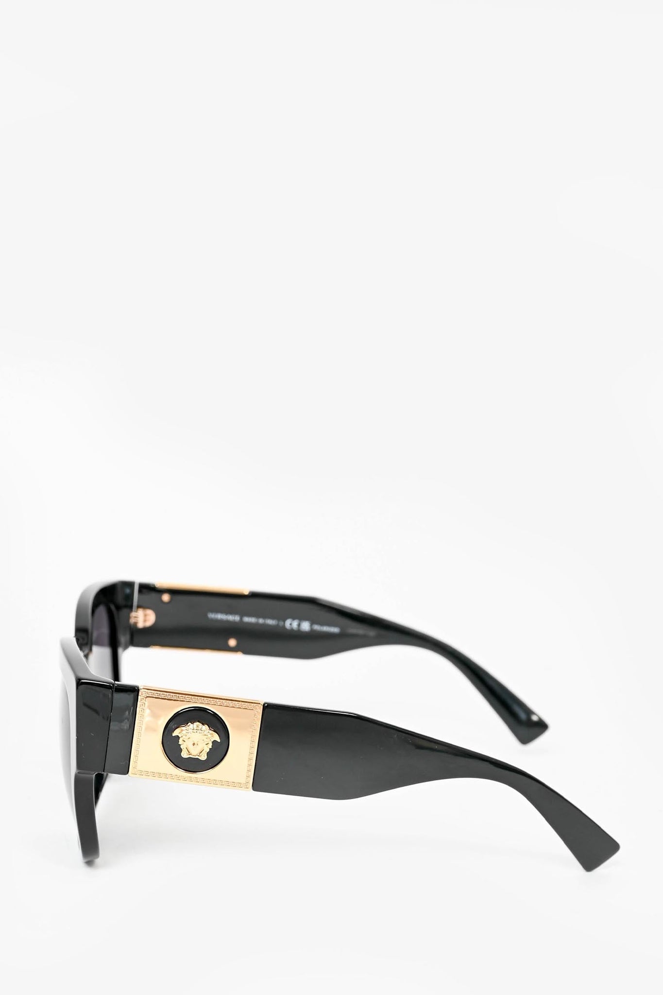 Versace Black Square Frame Polarized Sunglasses with Gold Medusa Sides ...