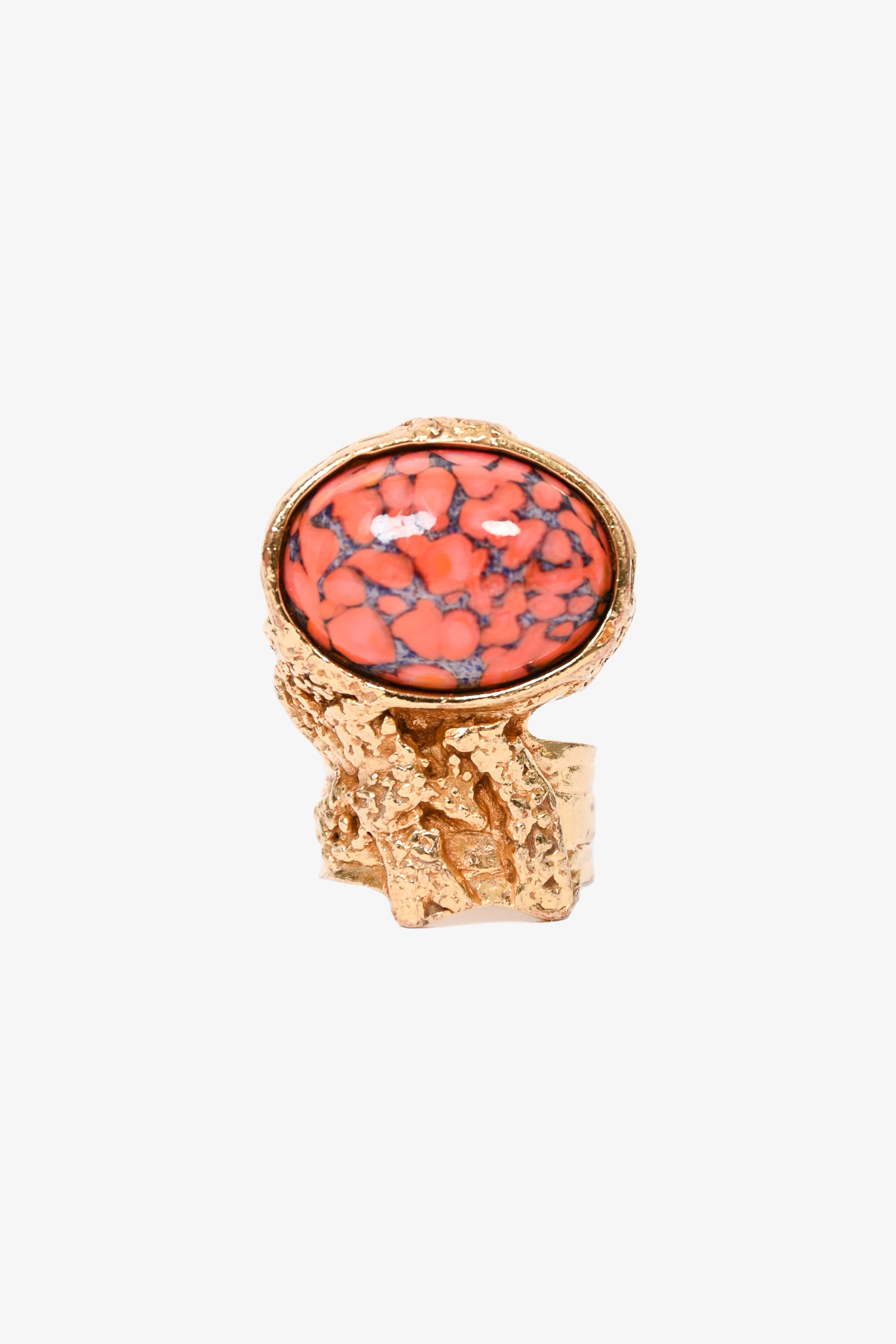 Yves Saint Laurent Gold Toned/Orange Arty Cocktail Ring Size 7 – Mine ...